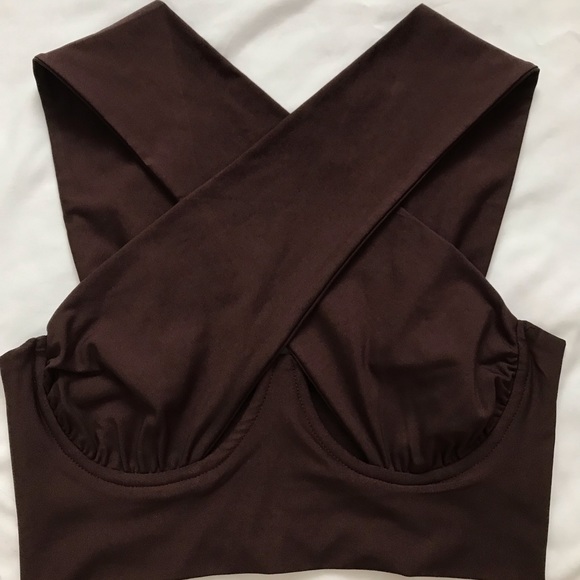 SHEIN | Tops | Soft Brown Criss Cross Top | Poshmark